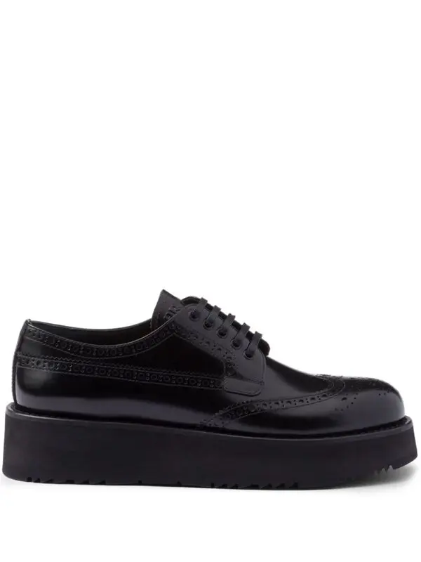 Prada Brushed Leather Lace-up Shoes