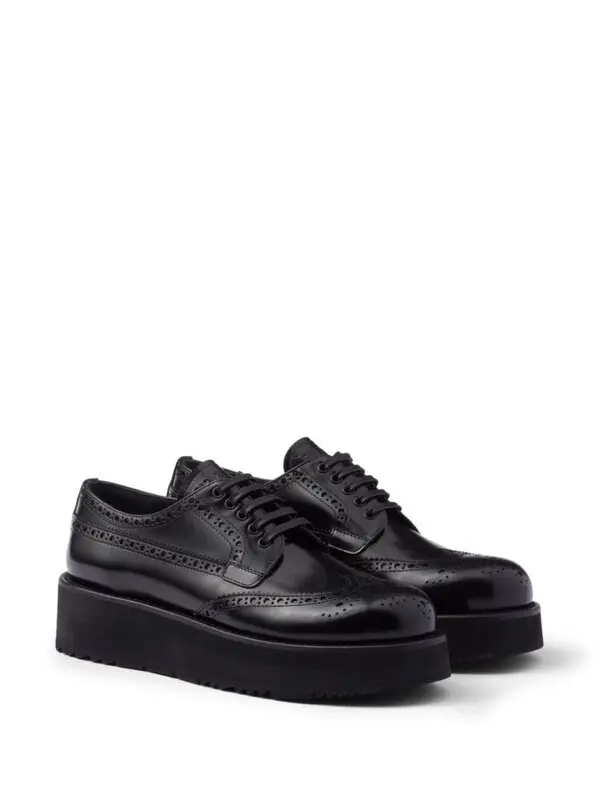 Prada Brushed Leather Lace-up Shoes