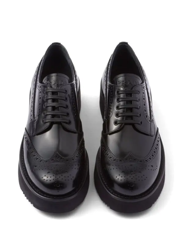 Prada Brushed Leather Lace-up Shoes