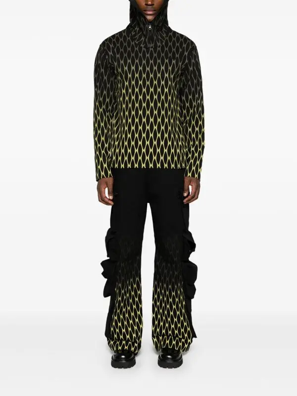 KUSIKOHC Geometric-print Cotton Cargo Trousers