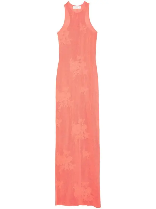 FLEUR DU MAL Pointelle-knit Lace Maxi Dress - Orange