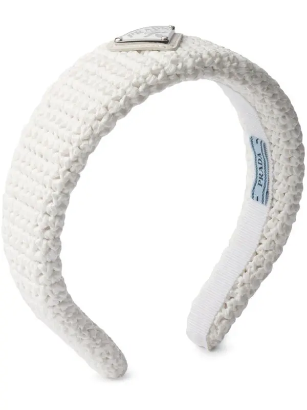Prada Logo-plaque Crochet Headband - White