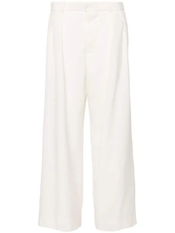 Wardrobe.NYC Low-waisted Wide Leg Trousers - Neutrals