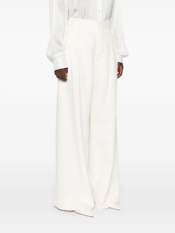Wardrobe.NYC Low-waisted Wide Leg Trousers - Neutrals