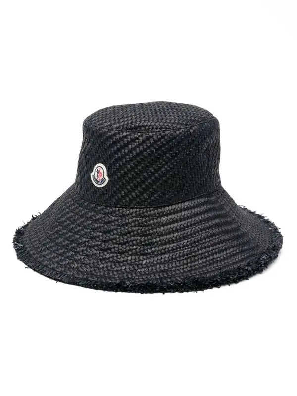 Moncler Logo-appliqué Interwoven Bucket Hat - Black