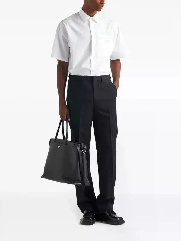 Prada Short-sleeve Triangle-logo Cotton Shirt