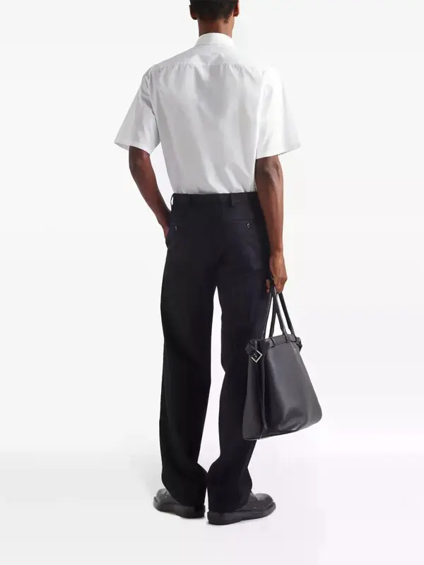Prada Short-sleeve Triangle-logo Cotton Shirt
