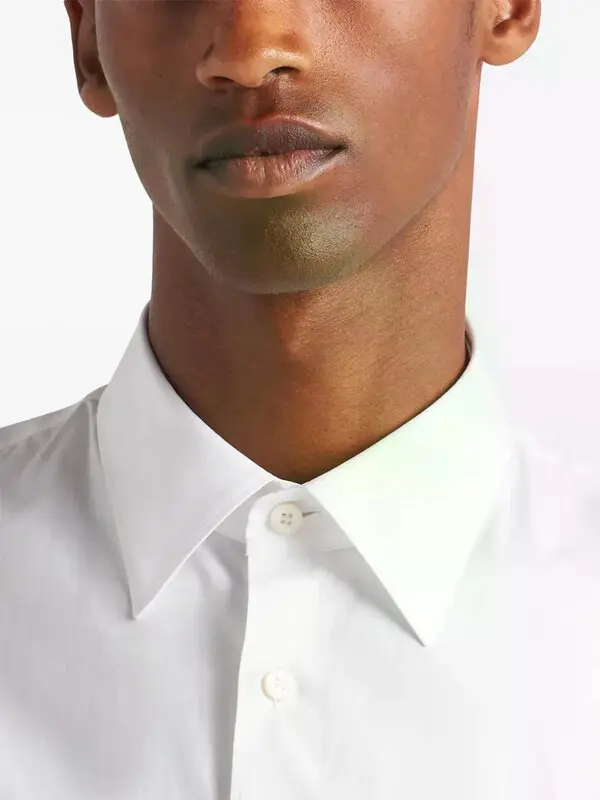 Prada Short-sleeve Triangle-logo Cotton Shirt