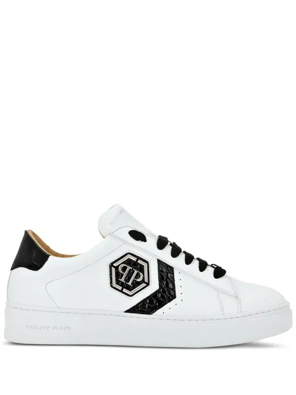 Philipp Plein Logo-patch Panelled Leather Sneakers - White