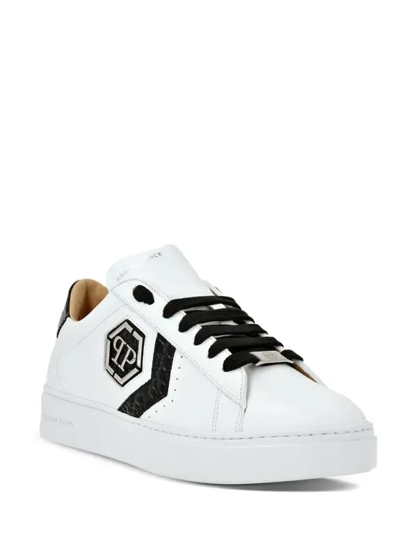 Philipp Plein Logo-patch Panelled Leather Sneakers - White