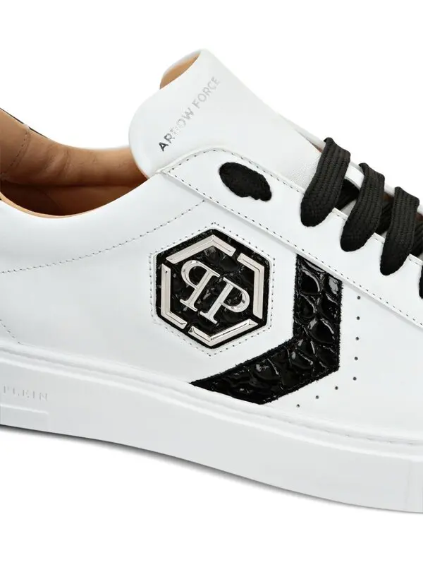 Philipp Plein Logo-patch Panelled Leather Sneakers - White