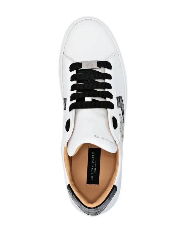 Philipp Plein Logo-patch Panelled Leather Sneakers - White