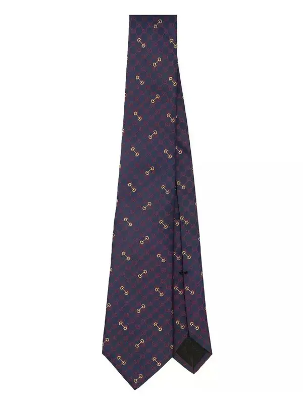 Gucci Gg Jacquard Silk Neck Tie - Blue