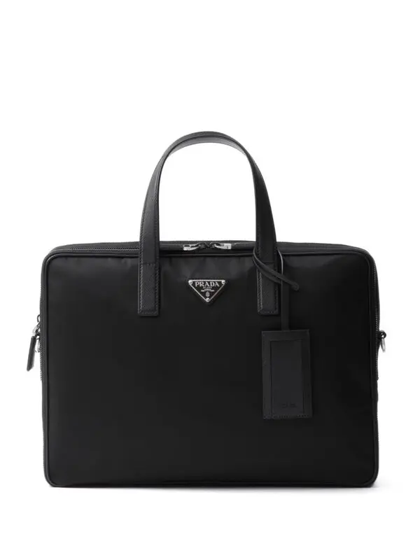 Prada Logo-plaque Laptop Bag - Black