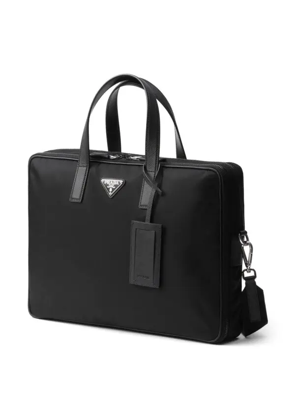 Prada Logo-Plaque Briefcase In Black | Editorialist