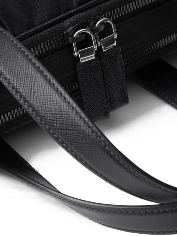 Prada Logo-Plaque Briefcase - Black | Editorialist