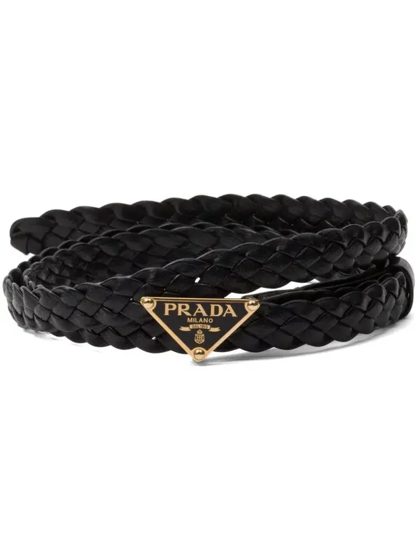 Prada Braided Leather Belt - Black