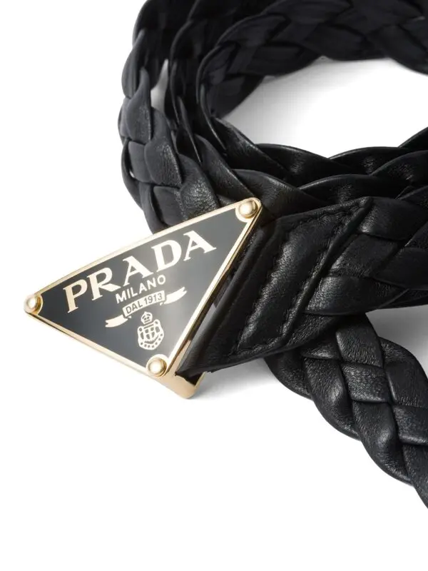 Prada Braided Leather Belt - Black