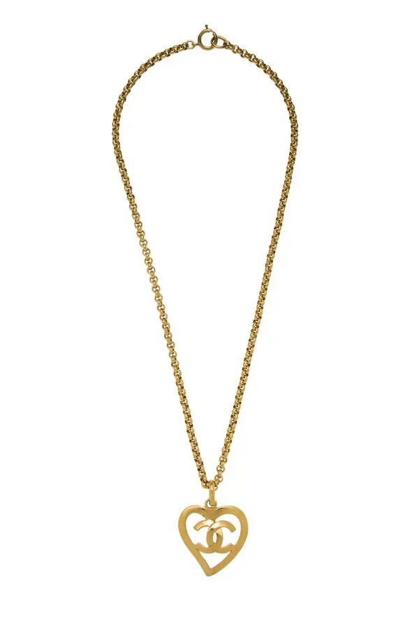 Chanel Cc Open Heart Chain Necklace - Gold