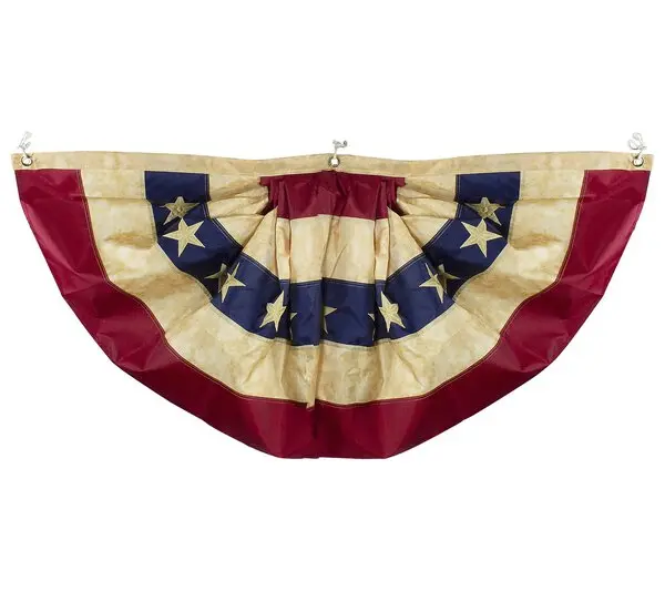 NORTHLIGHT Tea-stained Pleated Bunting American Flag 48'x24 - One-color