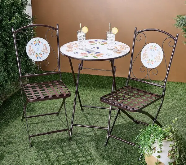 TEMP-TATIONS Outdoors 3-pc Mosaic Bistro Table & Chairs Set - One-color