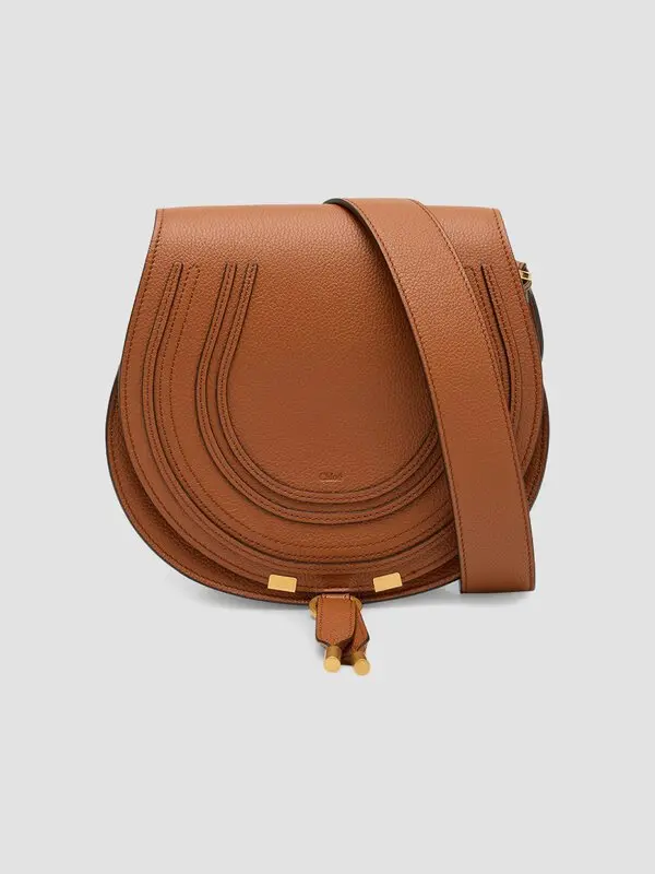 Chloé Marcie Leather Saddle Bag - Tan