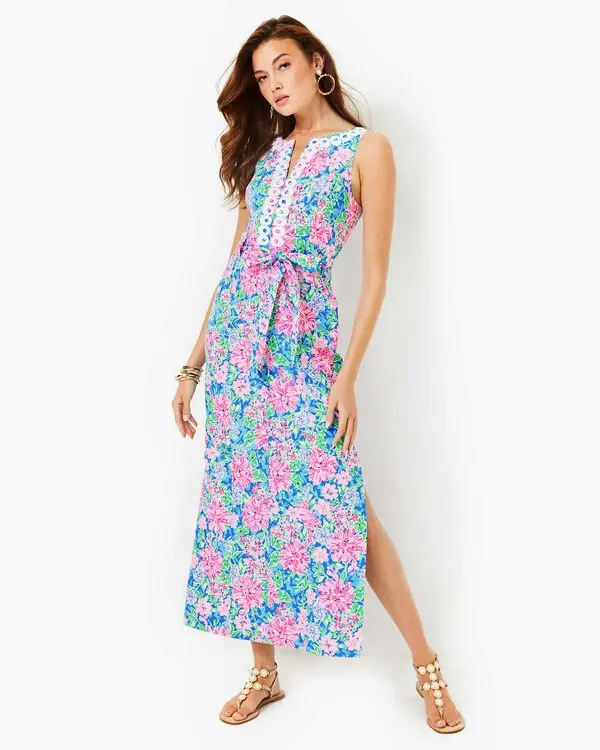 white christmas dresses GULIANNA STRETCH COTTON MAXI SHIFT DRESS, MULTI SPRING IN YOUR STEP main image 1