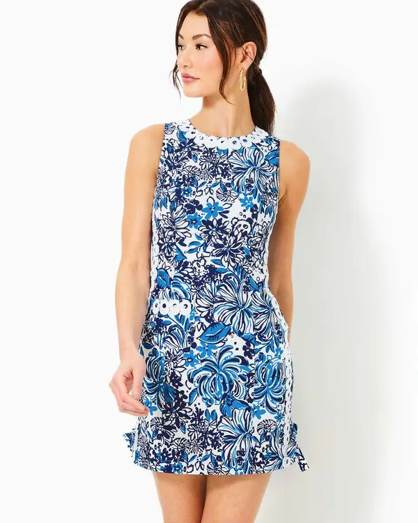Lilly Pulitzer Mila Stretch Shift Dress Low Tide Navy Pandarama