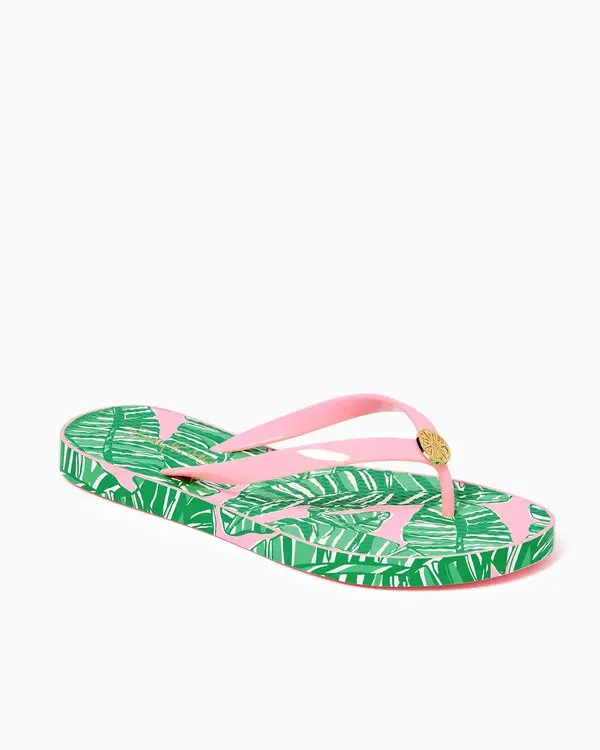 Lilly Pulitzer® Printed Flip Flops - Conch Shell Pink Lets Go Bananas Shoe