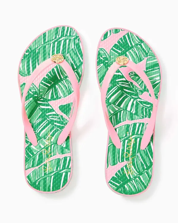 Lilly Pulitzer® Printed Flip Flops - Conch Shell Pink Lets Go Bananas Shoe