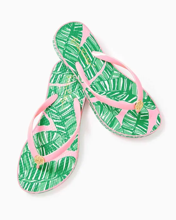 Lilly Pulitzer® Printed Flip Flops - Conch Shell Pink Lets Go Bananas Shoe