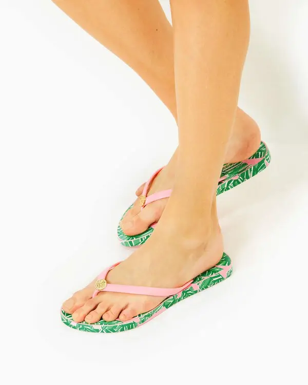 Lilly Pulitzer® Printed Flip Flops - Conch Shell Pink Lets Go Bananas Shoe