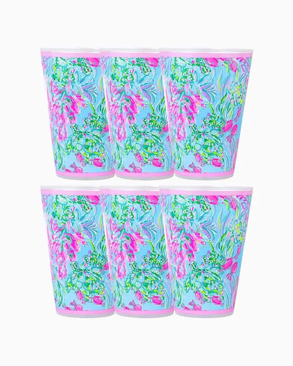 LILLY PULITZER Pool Cups - Amalfi Blue Best Fishes