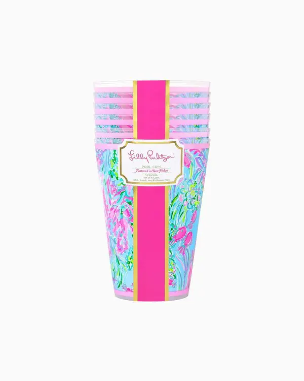 LILLY PULITZER Pool Cups - Amalfi Blue Best Fishes