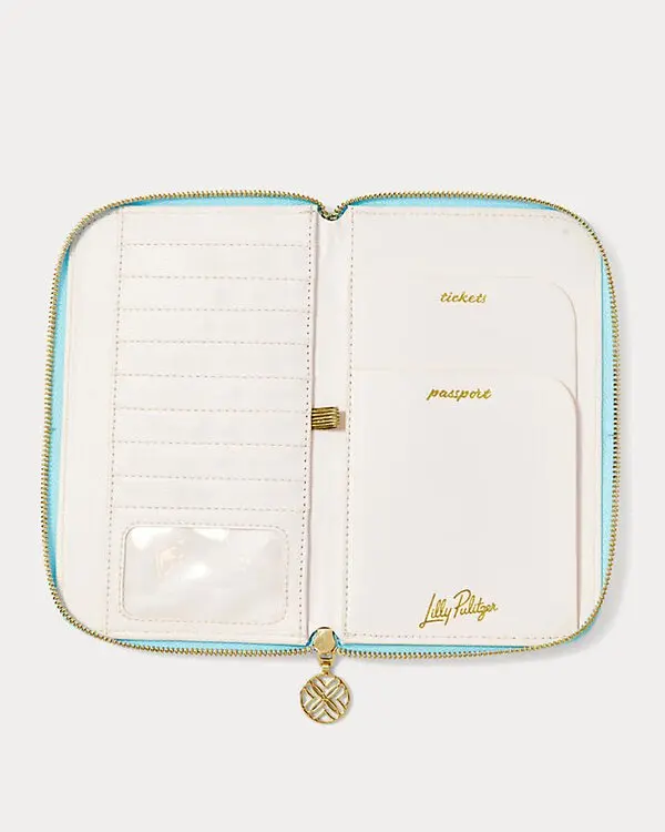 LILLY PULITZER Passport Travel Wallet - Coconut Bamboo Logo Trellis