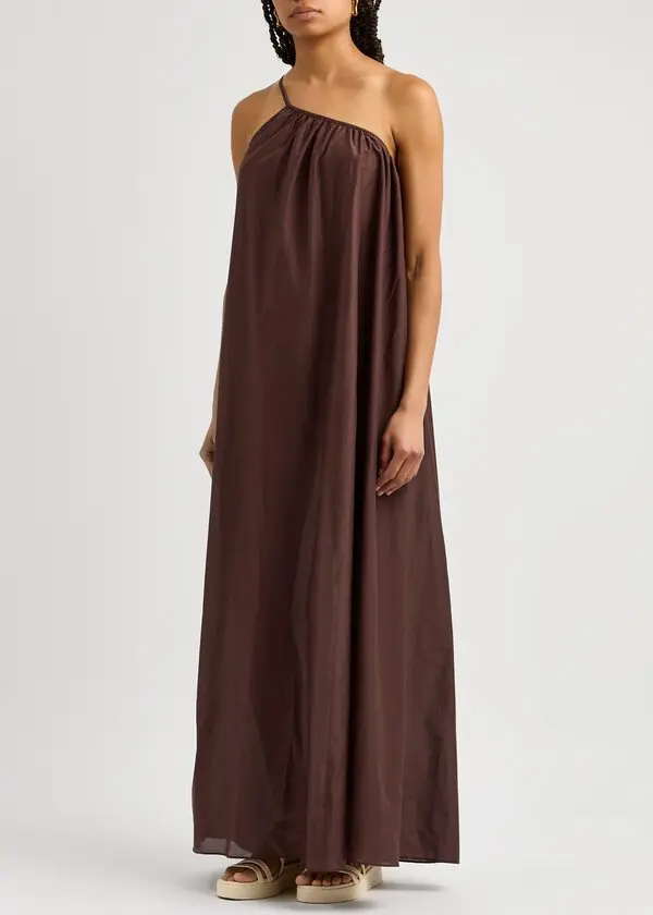 Matteau One-Shoulder Maxi Dress In Burgundy - 50% Off | Editorialist