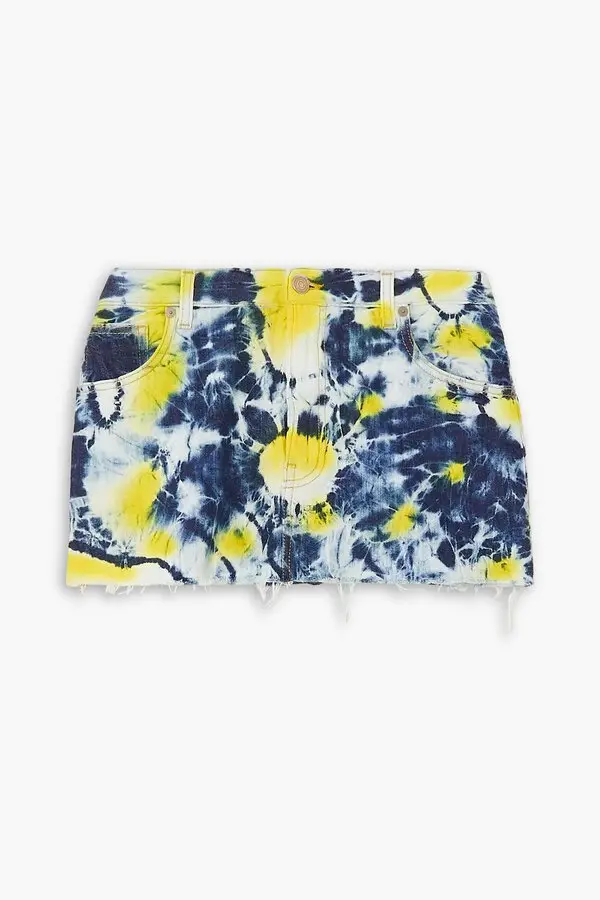 Alanui Moonrise Tie-dyed Denim Mini Skirt - Dark Denim