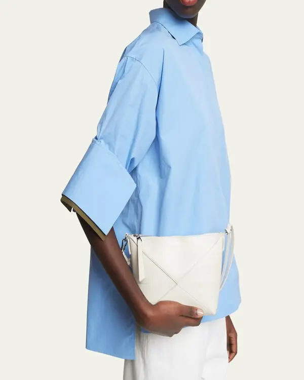 Loewe Puzzle Fold Leather Pouch Shoulder Bag - Sea Salt