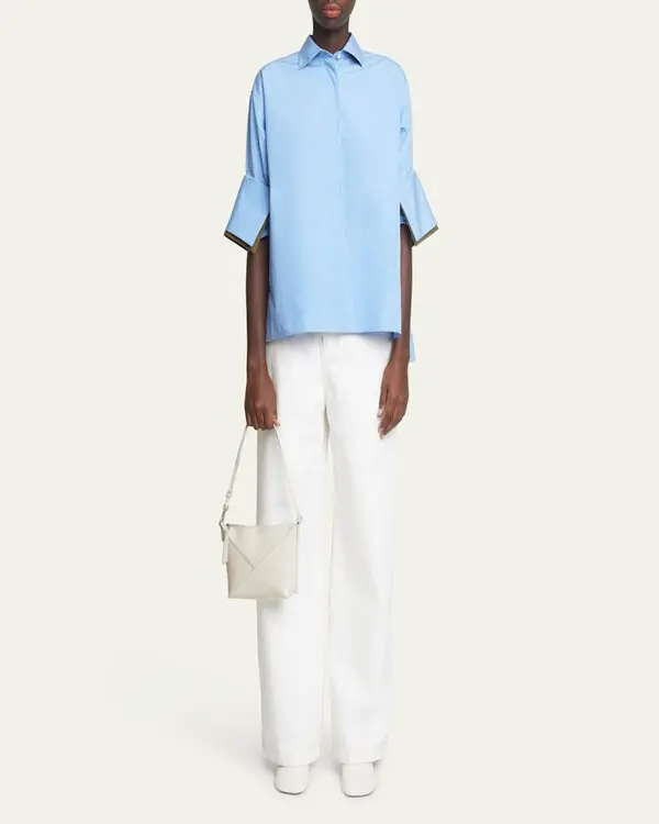 Loewe Puzzle Fold Leather Pouch Shoulder Bag - Sea Salt
