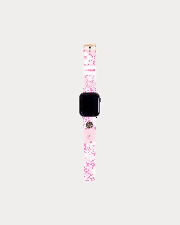 Lilly Pulitzer® Silicone Apple Watch Band With Gold Hardware - Conch Shell Pink Burst Of Joy
