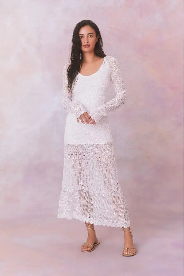 Loveshackfancy Tilo Pointelle Sheer Maxi Dress In White - 35% Off |  Editorialist