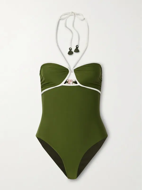 Johanna Ortiz Military Ashaninka Halterneck Swimsuit - Green