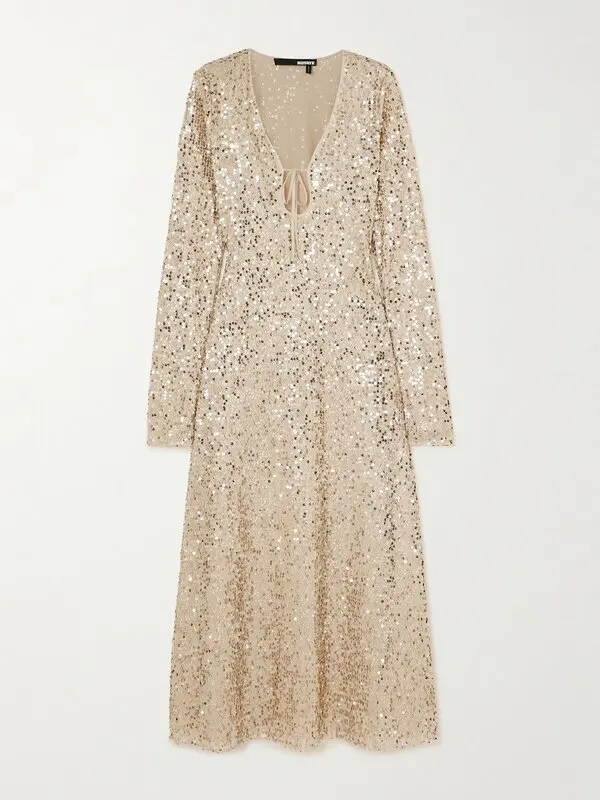 Rotate By Birger Christensen Sequined Recycled-Tulle Midi Dress In Gold -  50% Off | Editorialist