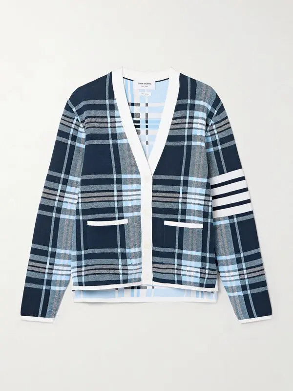 Thom Browne Checked Cotton-blend Jacquard Cardigan