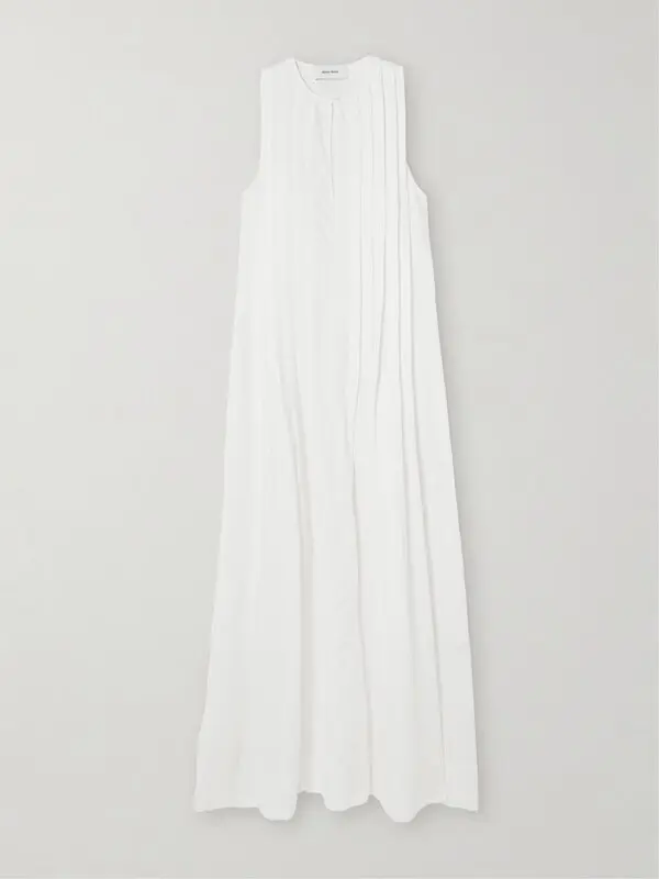 Bondi Born Nikko Pleated Organic Linen Maxi Dress