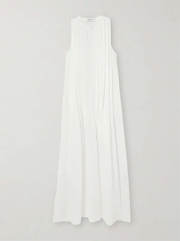 Bondi Born Nikko Pleated Organic Linen Maxi Dress