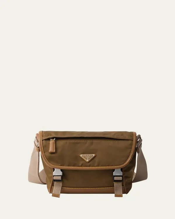 Prada Nylon And Leather-trim Messenger Bag - Sughero
