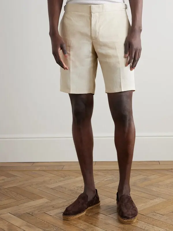 Orlebar Brown Norwich Straight-leg Linen Shorts - Neutrals