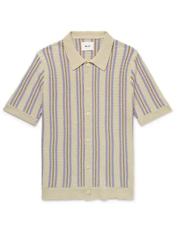 Nn07 Jackie 6636 Striped Organic Cotton Shirt - Neutrals