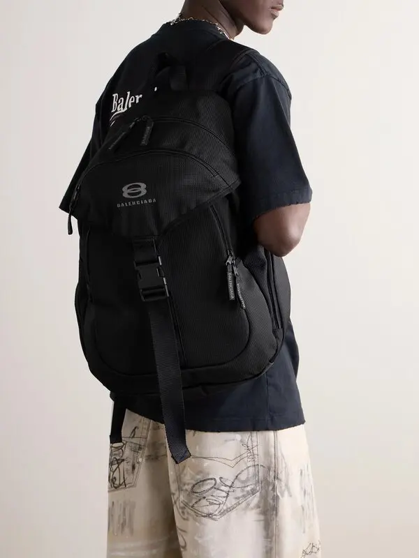 Balenciaga Logo-embroidered Ripstop Backpack
